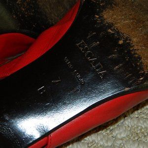 Escada | Shoes | Escada Red Leather Classic Sling Back Pumps Us 7 ...